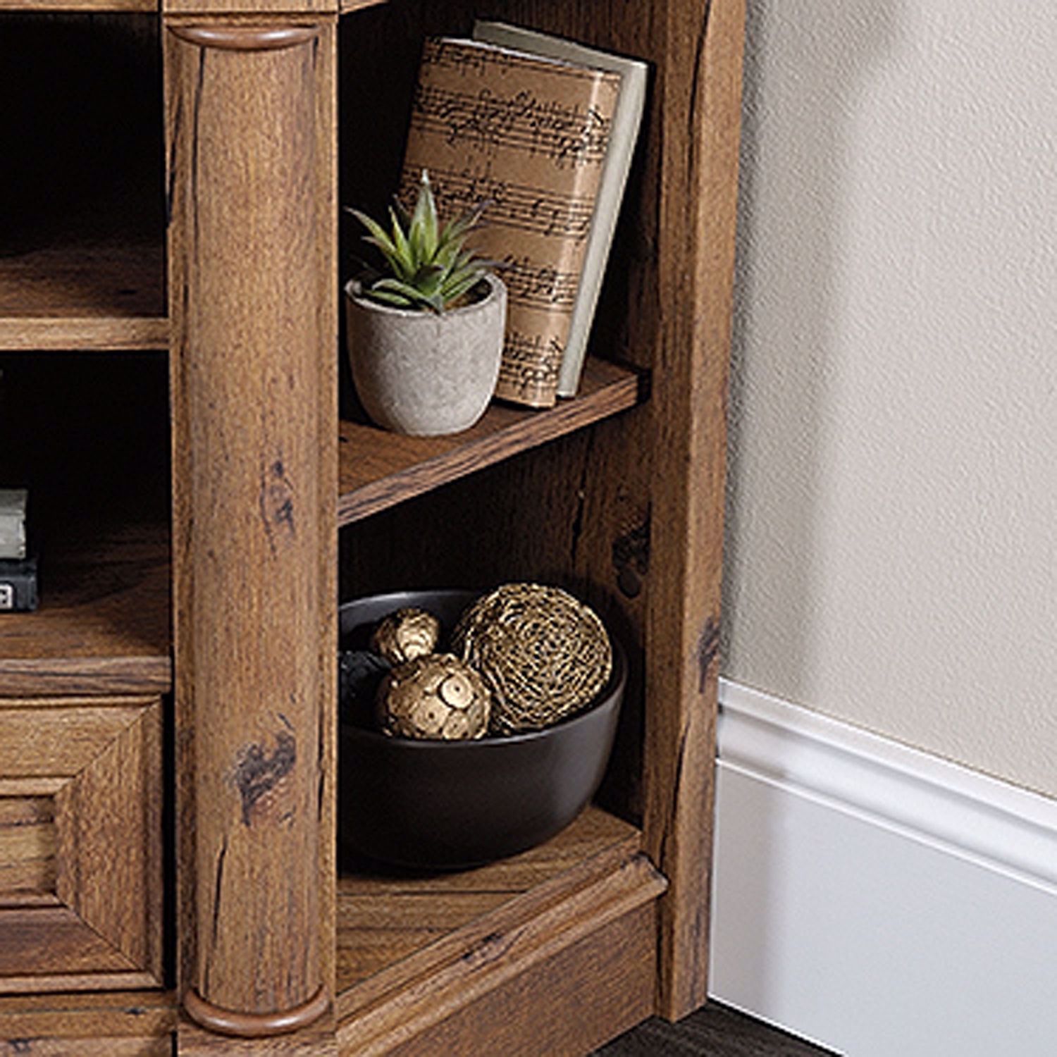 Palladia Corner Entertain Credenza Vintage Oak * D 420714 | Sauder ...