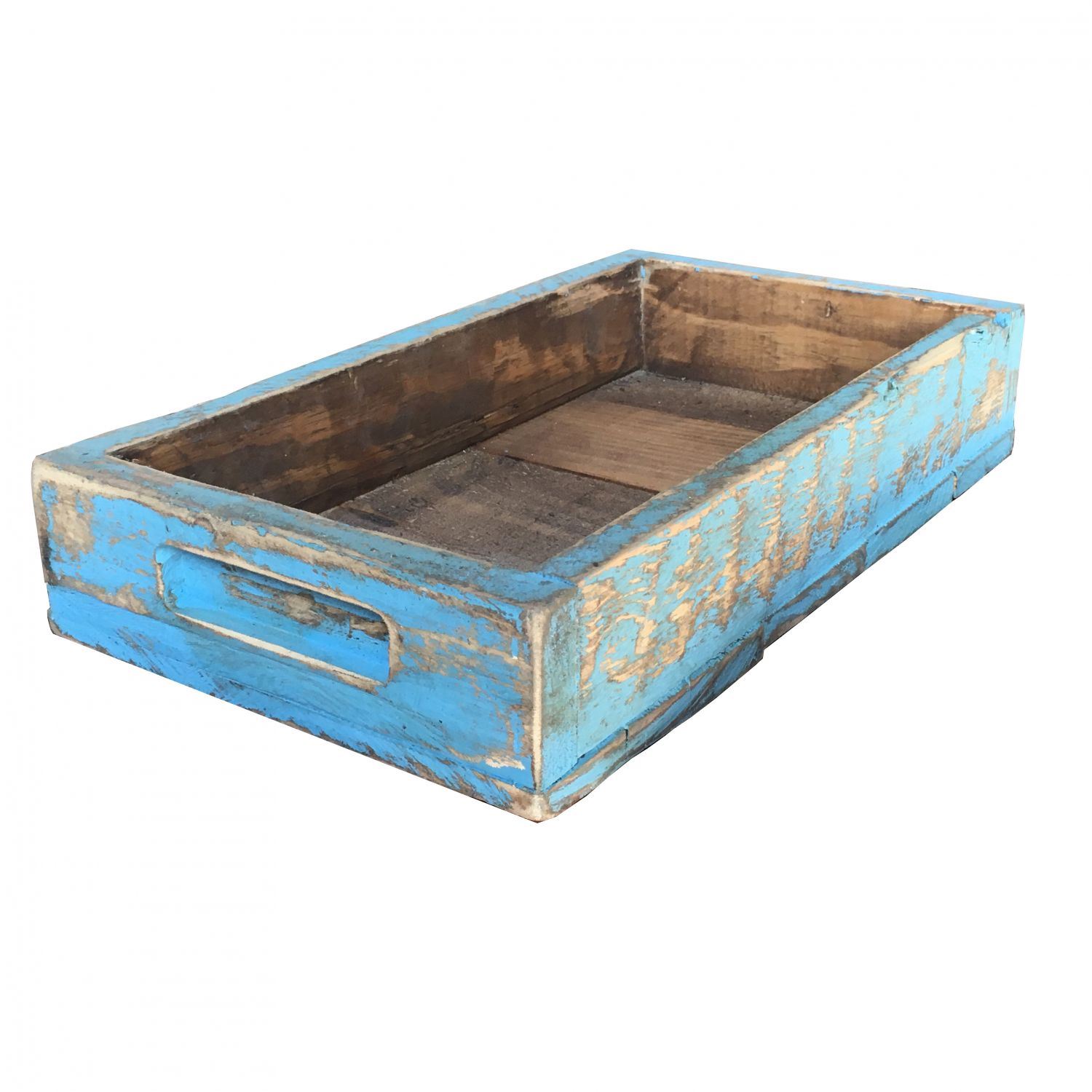 Rustic Wooden Tray Light Blue | 181-3163B | AFW.com