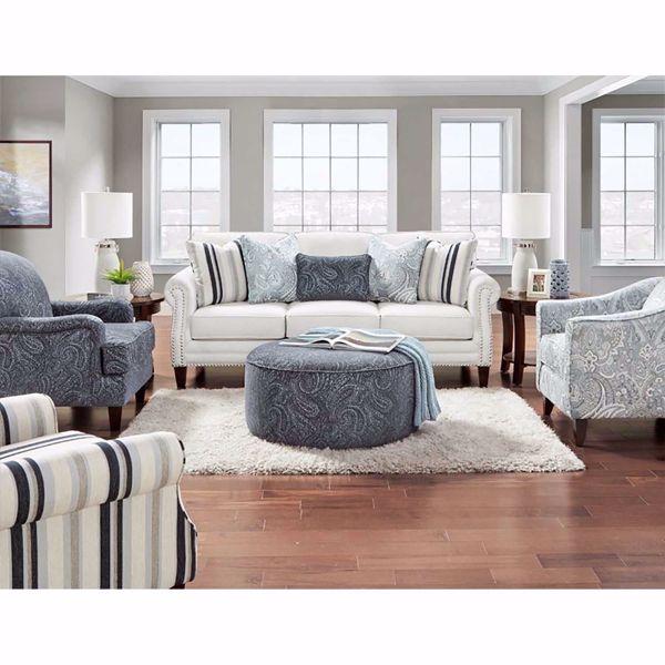 Hamptons Light Blue Paisley Accent Chair | B-452 | AFW.com