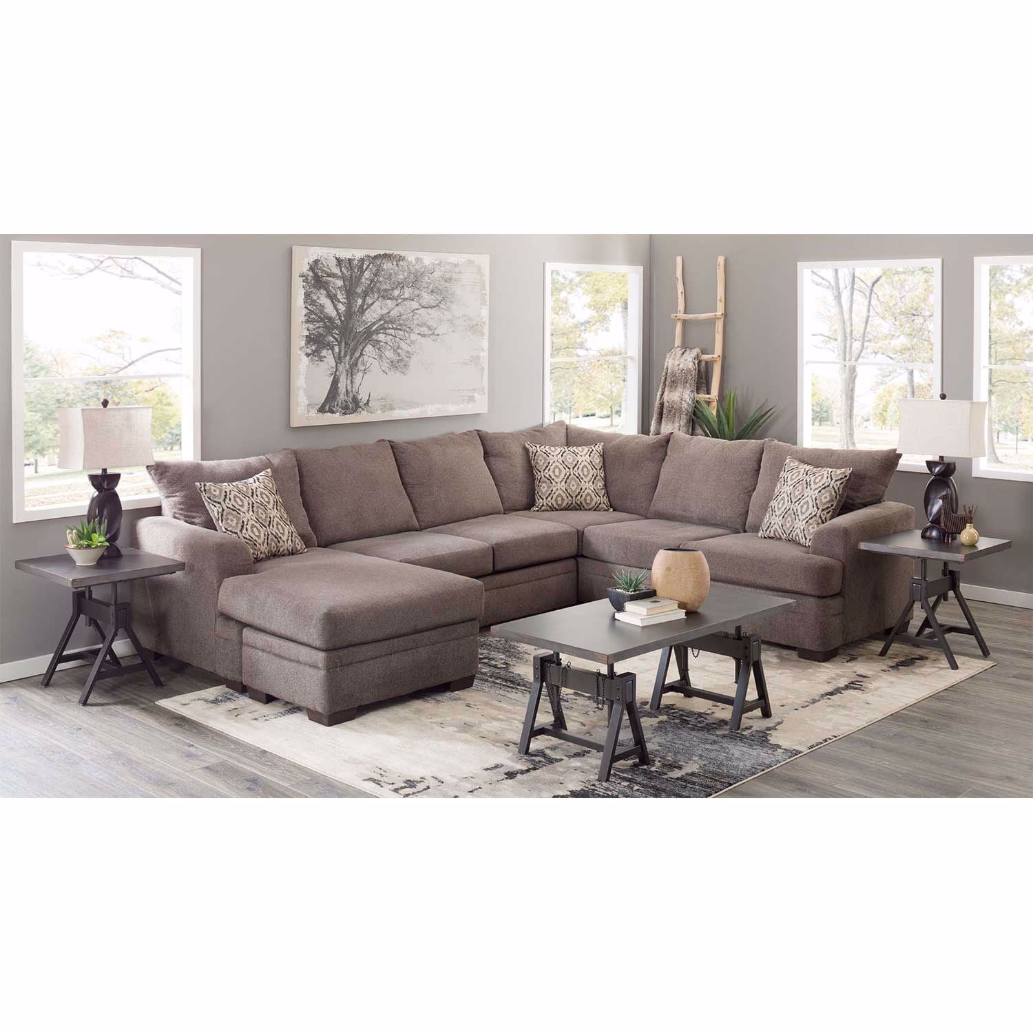 2PC LAF Pewter Sectional w/Chaise | 6820 6840 PEWTER | | AFW.com