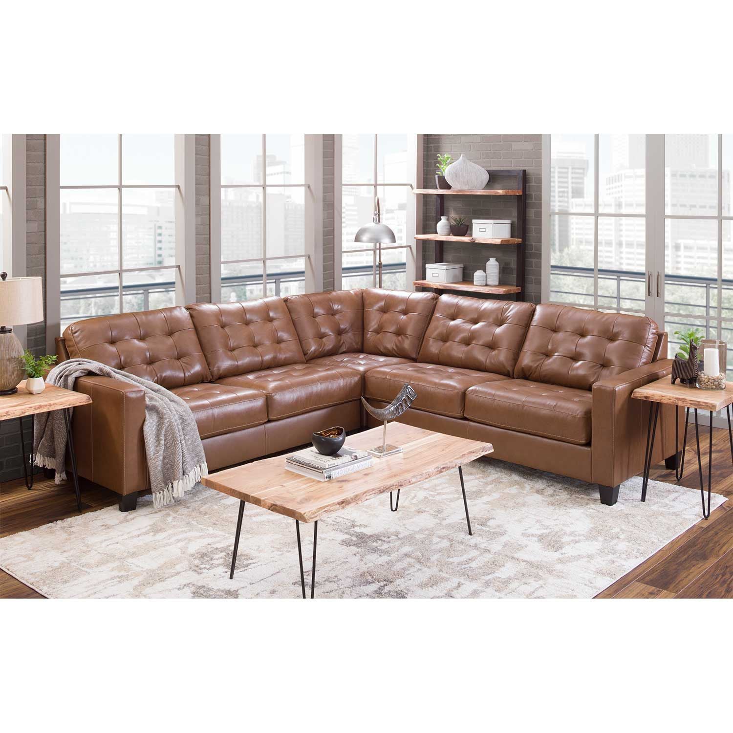 3pc Italian Leather Sectional 1110255/77/56 | Ashley Furniture | AFW.com