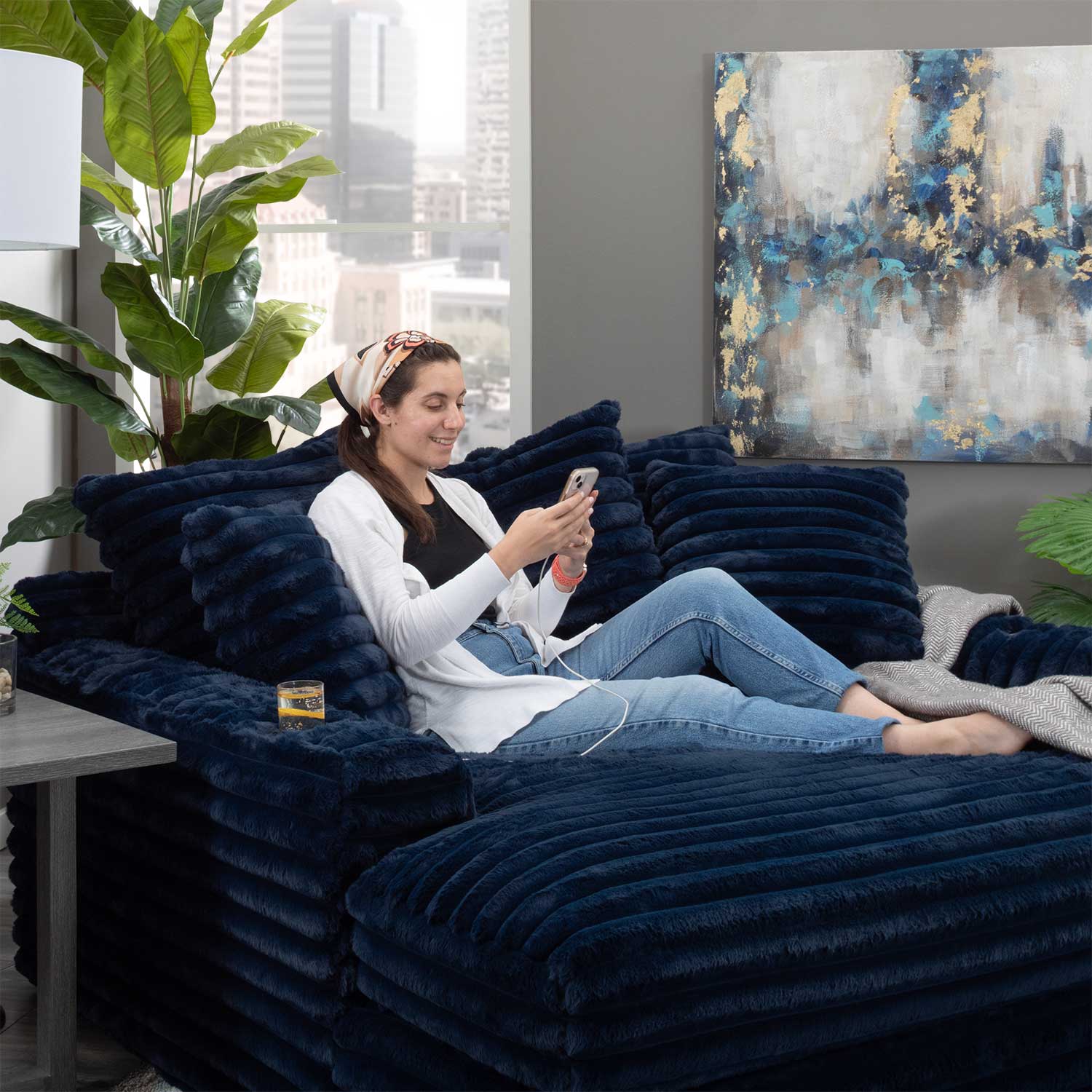 Snuggle Blue Double Chaise 4500 JULIA BLUE | | AFW.com