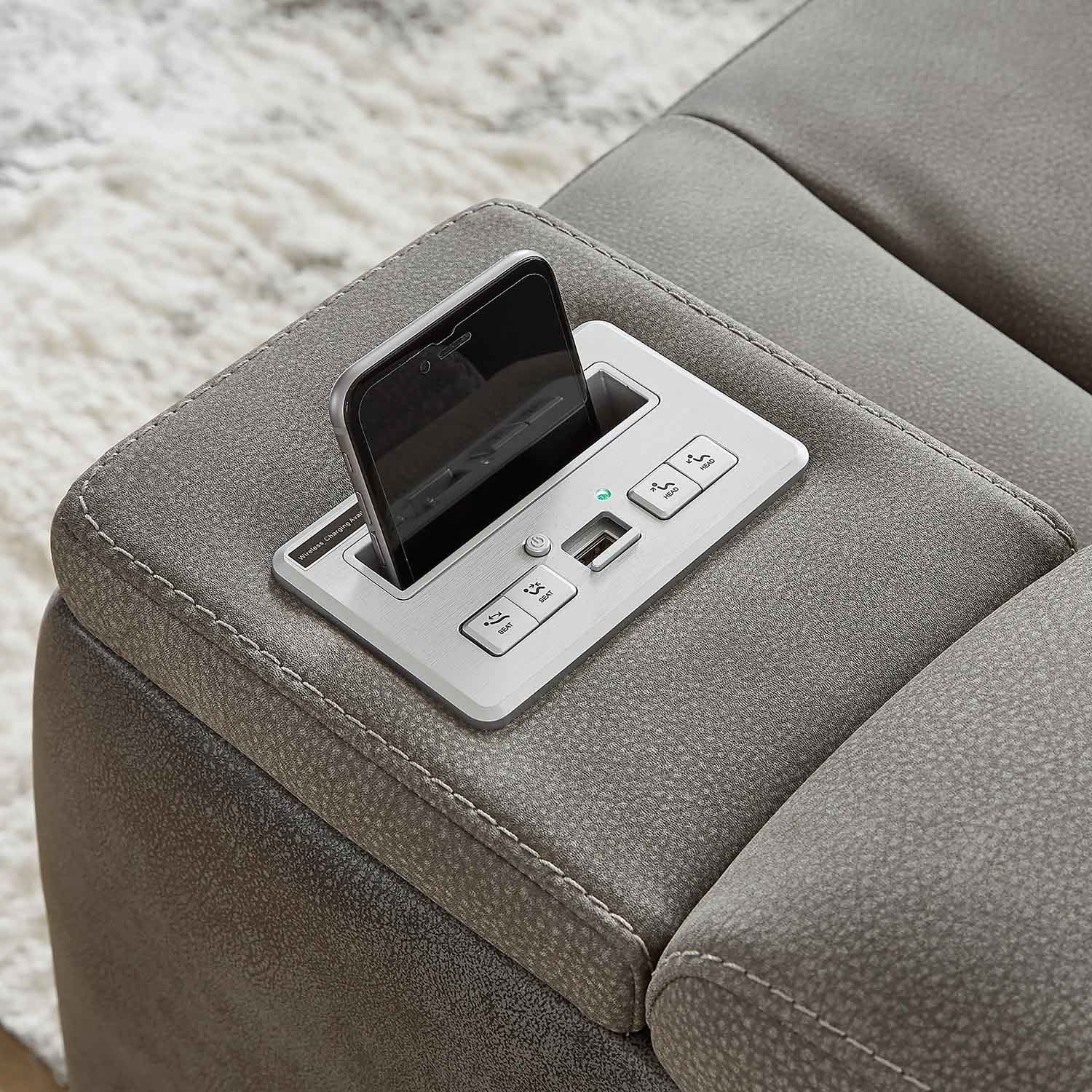 Nex Gen Gray Triple Power Zero Gravity Recline Console Loveseat ...