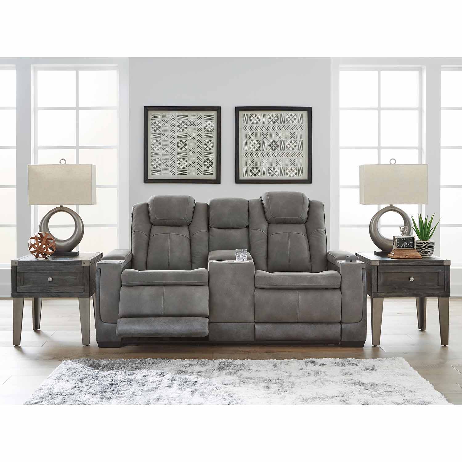 Nex Gen Gray Triple Power Zero Gravity Recline Console Loveseat ...